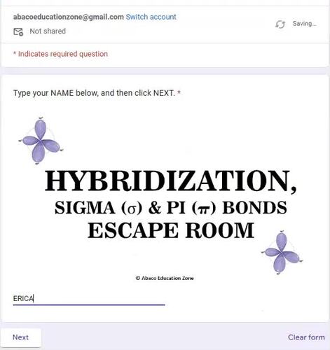 Hybridization, Sigma and Pi Bonds Escape Room | Molecular Geometry Activity