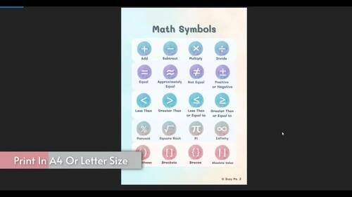 Interactive Math Symbols Activity: Digital & Printable Watercolor ...