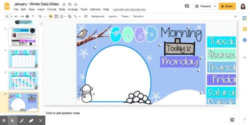 JANUARY-WINTER SLIDES- MORNING MEETING& CALENDAR- DISTANCE LEARNING (76 ...