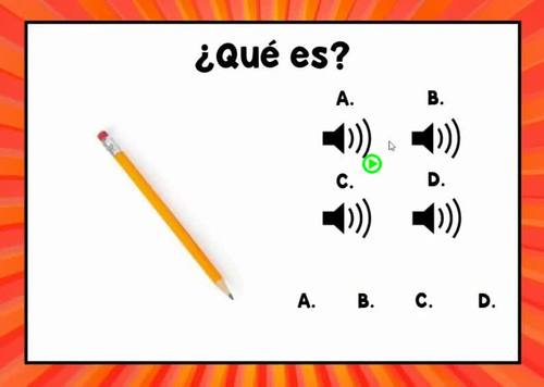 SPANISH SCHOOL SUPPLIES BOOM CARDS ⭐ Listening ⭐ Spanish Boom Cards ...