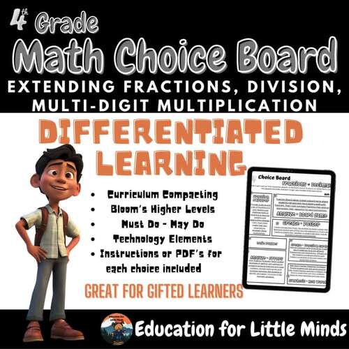 4th Grade Math Choice Boards - Fractions, Division, and Multi-Digit ...
