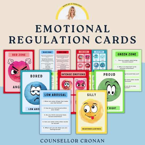 Zones of regulation flash cards for kids. Self-regulation tools. CBT ...
