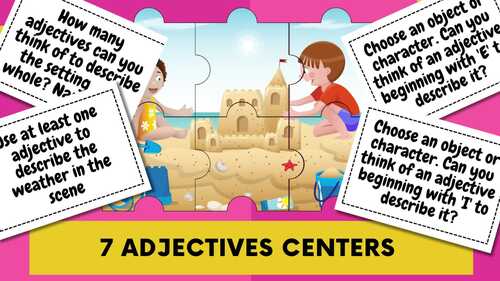 Adjectives Center Activity and Adjectives Question Cards for Language ...