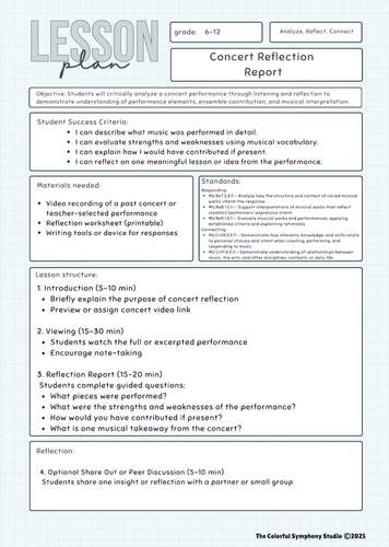 Concert Reflection Report – 5 Music Make-Up Assignments for Middle ...