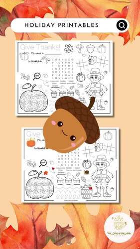 Thanksgiving Placemat Activity Pages | Holiday Coloring Worksheets