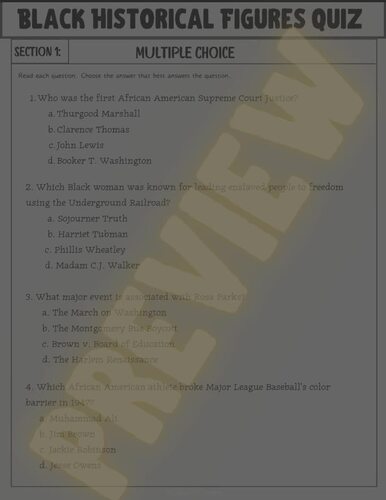 Black History Month Quiz Packet | Printable Quiz, Task Cards, & Game Format