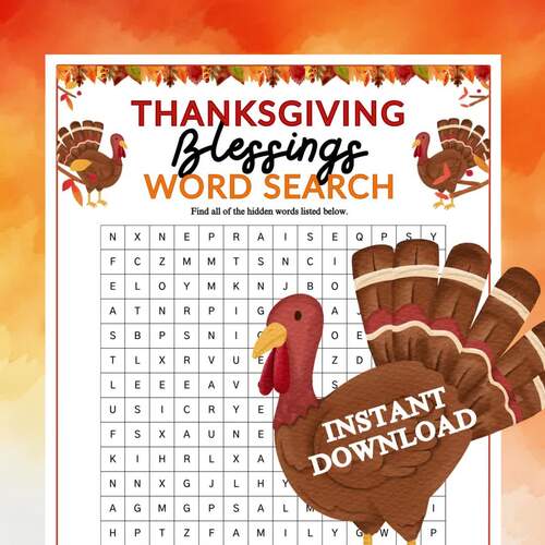 Thanksgiving Blessings Word Scramble Game: Christian Printable by Bon ...