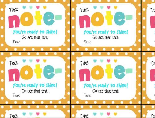 Notebook Testing Motivation Gift Tag- Take note- you're ready to shine ...
