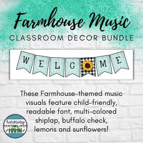 Farmhouse Music Classroom Decor Bundle by Harmony with Mrs Hahn | TPT