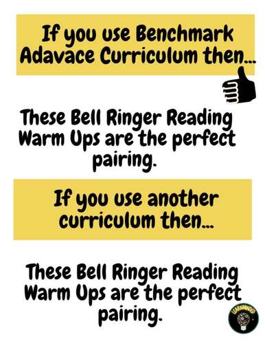 4th grade Daily Reading Warm up Bell Ringers Aligned to Benchmark ...