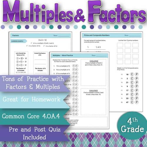 Factors and Multiples Worksheets and Activities / Prime and Composite ...