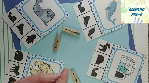 Winter Shadow Match Clip Cards by ElemenoPreK | TPT