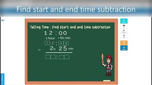 Time Elapsed : Subtraction step by step Boom card by SG Math Guru