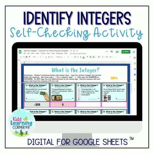 Integer Introduction | Identifying Integers Practice | Self-Checking ...