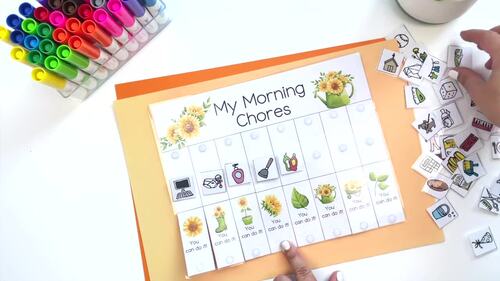 Sunflowers Themed Chore Charts, Editable Visual Schedule & Chore Cards