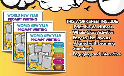 World New Year Writing Prompts Activities Morning Work 4th,5th,6th,7th ...