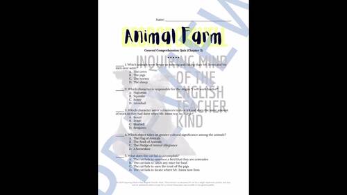 Animal Farm Chapter 3 Quiz and Answer Key | Independent Reading Worksheet