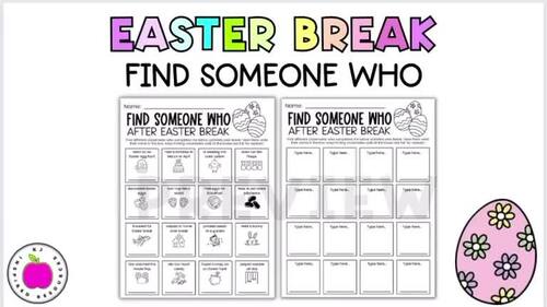 After Easter Break Activity | Find Someone Who Bingo Game | Editable