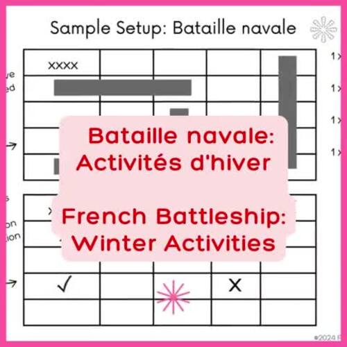 French Winter Activities Bataille navale Game -- Fun French Battleship
