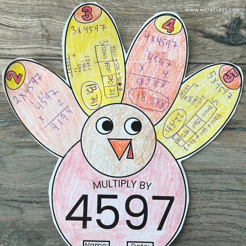 Thanksgiving Turkey Math Craft | 4th Grade Multiplication Practice ...