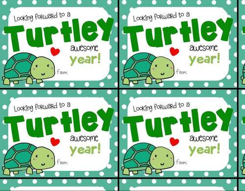 Turtle-Themed Beginning of Year Gift Tag- Looking forward to a turtley ...