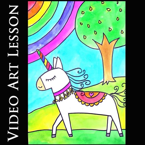 RAINBOW UNICORN Art Activity | Directed Drawing & Painting Project & Lesson