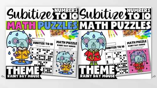 Kindergarten Subitizing Numbers 1–10 Cut & Paste Puzzles | Rainy Day