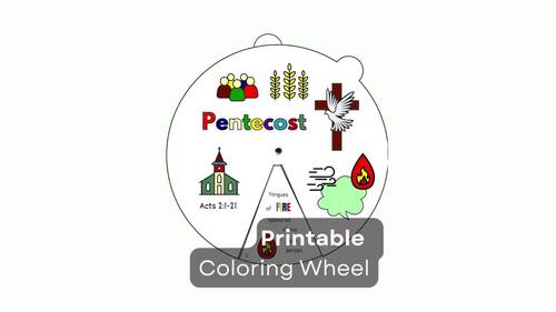 Pentecost Coloring Wheel, Sunday School Craft, Kids Bible Study Activity
