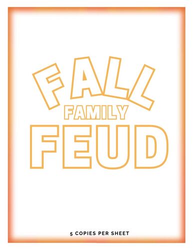 Fall Family Feud Printable Game for Kids and Adults, Fall Party Games, PDF