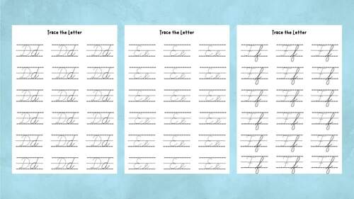 26 Cursive Trace the Alphabet Worksheets, Printable Handwriting Activity