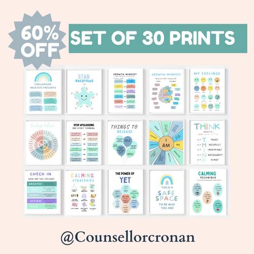 Growth mindset calming corner feeling poster, behavior management, decor