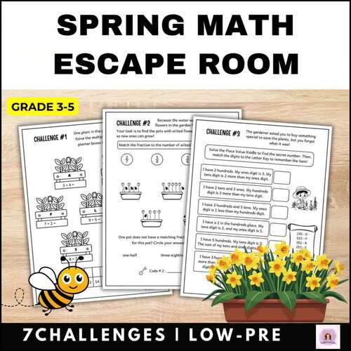 Spring Math Escape Room Format Printable Activities Crack the Code ...