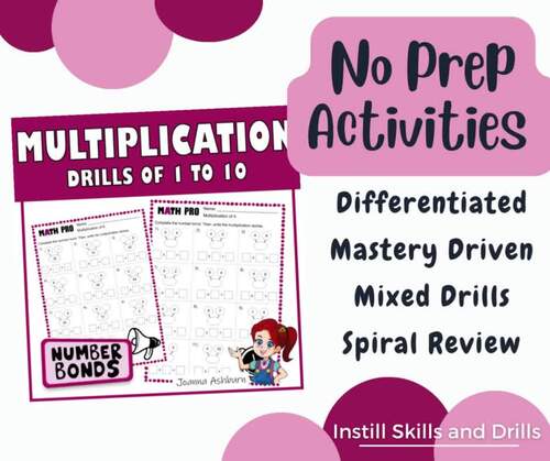 Multiplication Facts Times Table of 1 to 10 Number Bonds Practice ...