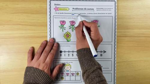 Word Problems to 10 in Spanish - Problemas de Sumas y Restas Hasta 10