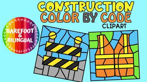 Construction Color by Code Clipart | Construction Clipart for Color by Code