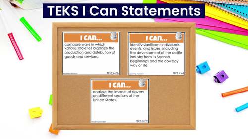 Middle School Social Studies TEKS I Can Statements Bundle ⭐ Editable ...