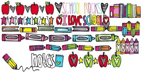 School page breaks clip art, pencil clip art, book clip art, COLORED ...