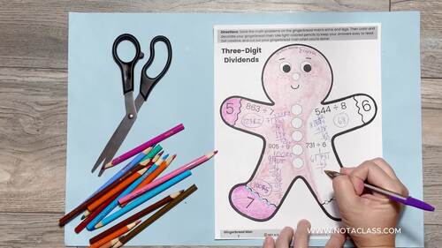 4th Grade Gingerbread Man Math Craft Division Practice Christmas ...
