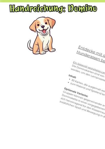 German: Domino „Hunderassen“ zum Ausmalen – Kreatives Lernspiel Dog ...