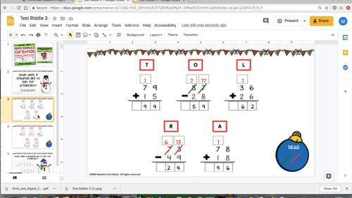 Addition and Subtraction Google Classroom - Christmas - Math Riddles ...