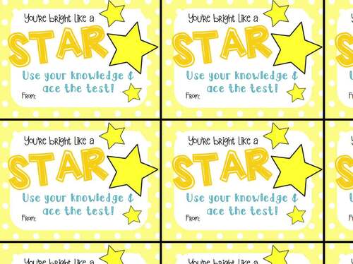 Cute Star Stress Ball Testing Motivation Gift Tags- You're bright like ...