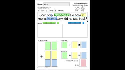 2 Digit Addition Word Problems No Regrouping Print & Digital | Special ...