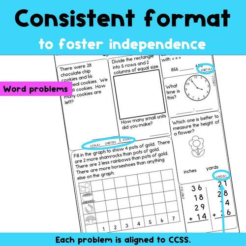 March Morning Work 2nd Grade Math Worksheet Packets Daily Warm Ups ...