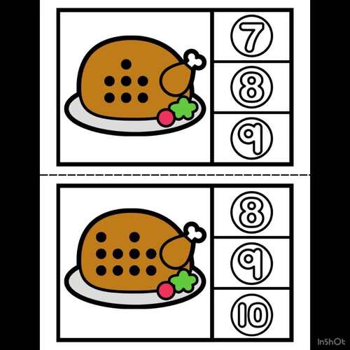 Thanksgiving-Themed Subitizing Count and Clip Cards | Numbers 0-10
