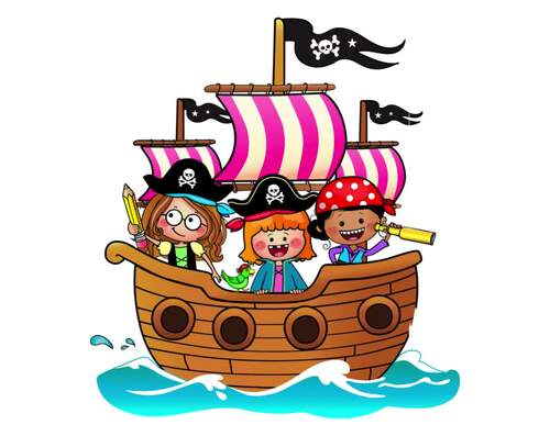 Pirate Lass. Clipart in Color & Black/white. {Lilly Silly Billy}