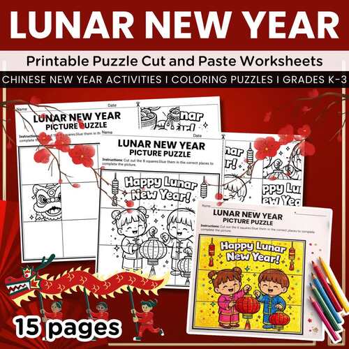Chinese & Lunar New Year Quote Coloring Pages, Puzzle Cut and Paste ...