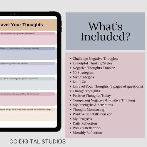 CBT Therapy Worksheets Challenge Negative Thoughts, Cognitive Distortions