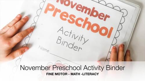 November Preschool Activities Binder - Prek Fine Motor, Math ...