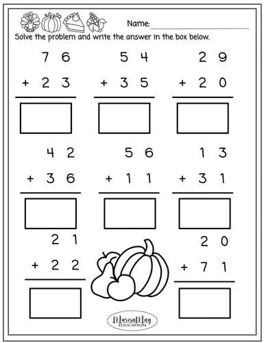 Elementary Math (Lower Level) - Thanksgiving Themed Fun Activity Worksheets