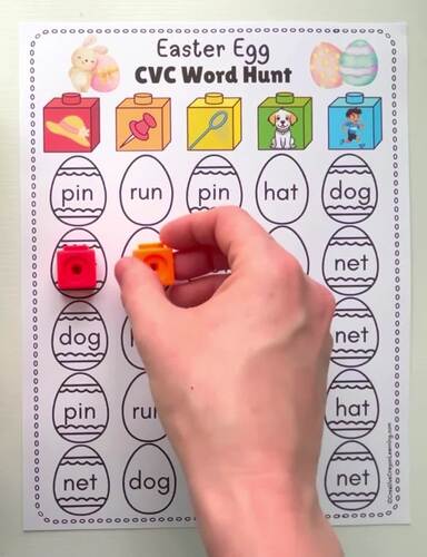 Easter Egg CVC Word Hunt – Hands-On Phonics & Literacy Center for ...